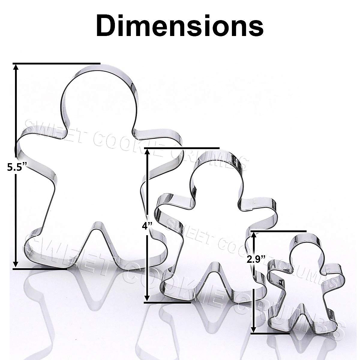 Gingerbread Man Cookie Cutter Set (Gingerbread Man 3 Piece), Premium Food-Grade Stainless Steel, Dishwasher Safe