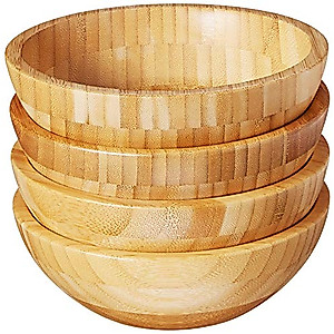 Lipper International Bamboo Wood Salad Bowls, Small, 7" Diameter x 2.25" Height, Set of 4 Bowls