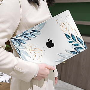 MEEgoodo for M3 MacBook Air 15 inch Case 2024 2023,Clear Case Fit Model A3114 A2941 with M3/M2, Laptop Hard Shell with Keyboard Cover & Camera Cover & OTG Adapter for 15.3-inch, Blue Watercolor Nature