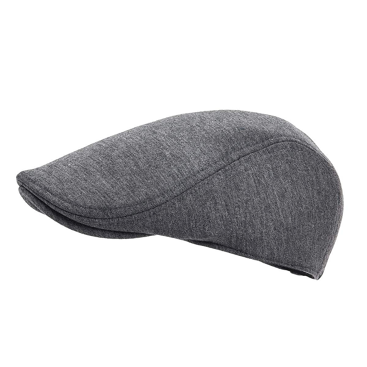 FEINION Men Cotton Newsboy Cap Soft Fit Cabbie Hat (Dark Grey)