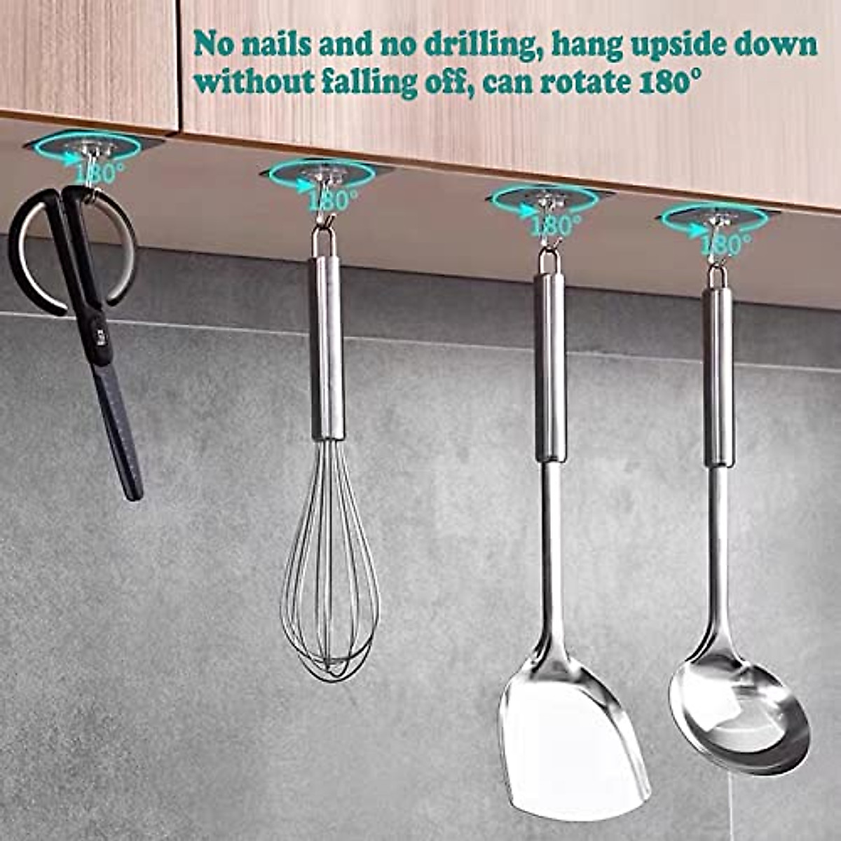 HIAWMULN Adhesive Hooks, 30 Pack Utility Hooks, 22lb(Max) Wall Hooks Transparent Seamless Hooks, Waterproof Oilproof Hooks for Bathroom, Kitchen, Office