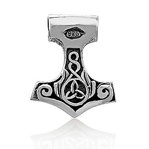 WithLoveSilver Sterling Silver Trinity Celtic Viking Amulet Hammer of Thor (Mjolnir) Pendant
