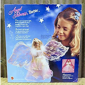 ANGEL PRINCESS BARBIE "Flying" DOLL w Glittery Gown & WINGS (1998)