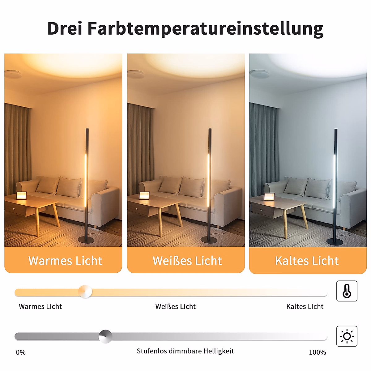 Wellwerks LED Bright Floor Lamp, Dual Light Source Floor Lamp, Modern Lamp 3 Color Temperature Touch Control, Remote Control Stepless Dimming, Simple Style, Living Room, Bedroom, Office Floor Lamp