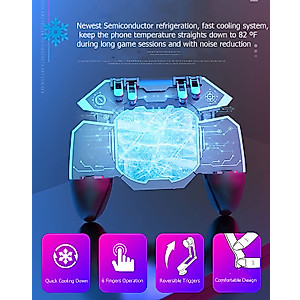 TEESSO Wired Mobile Phone Controller, Phone Cooler, PUBG Triggers Fast Cooling Fan, 6 Fingers Grip Gamepad, Trigger Phone Game Radiator, Fits for PUBG/Fortnite/Rules of Survival Game/COD