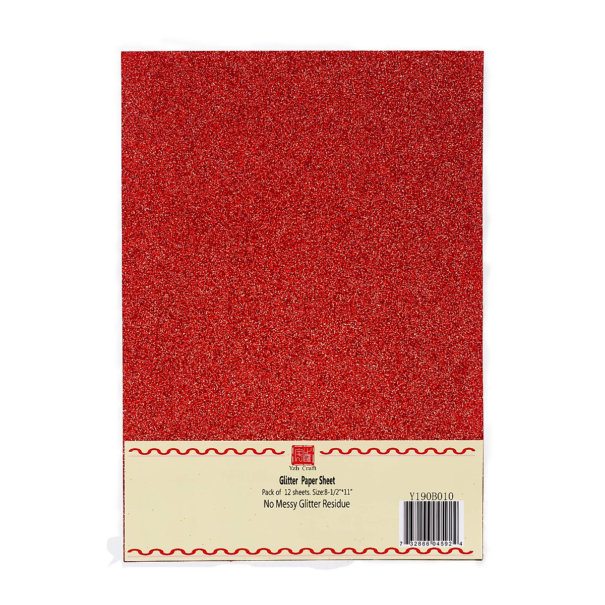 YZH Crafts Glitter Cardstock Paper,No-Shed Shimmer Glitter Paper, DIY Party Deco, 10 Sheets 8 Inch X 11 Inch, A4 Size (Red)