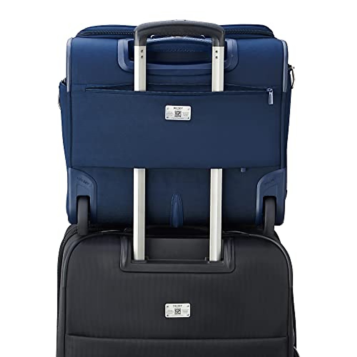 DELSEY Paris Helium DLX Softside Luggage Under-Seater with 2 Wheels, Navy Blue, Carry on 16 Inch