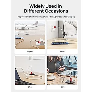 JSAUX USB-C Data Blocker, (2-Pack) USB-A to USB-C Female Defender Only for Quick Charge, Protect Against Juice Jacking, Refuse Hacking Provide Safe Charging- Red