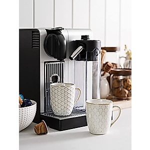 LE TAUCI Coffee Mugs 7 oz, Espresso Cups, Embossment Housewarming Gift, Ceramic Demitasse Cup for Double Shot, Latte, Cappuccino, Lungo, or As Kids Mugs with Handle - 2.7 inch, Set of 4, Arctic White