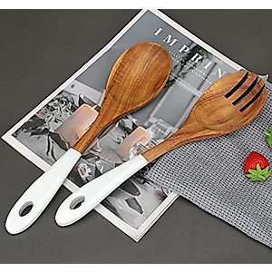 Best Salad Servers Wooden Salad Tongs 10 inch Long Salad Spoon and Fork Serving Utensils Mixing Spoon Wood Kitchen Serving Spoons Salad Fork