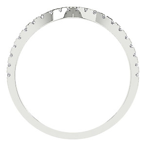 0.12 ct Brilliant Round Cut Clear Simulated Diamond 14k White Gold Stackable Wedding Engagement Promise anniversary Band Sz 7