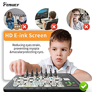 Electronic Chess Set, Chess Set Board Game, Computer Chess Game, Electronic Chess Game, LEDs,Built-in Battery, Great Partner for Play and Practice