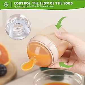 haakaa Gen.3 Silicone Feeding Spoon Bottle Peach (5oz./160ml) - Silicone Food Dispensing Spoon with Dust-Proof Cap, Homemade Food Squeeze Feeder Spoon for 6M+