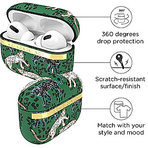RICHMOND & FINCH Airpod Pro Case, Green Leopard Full Protective Cover, Shockproof, Scratch Resistant, Wireless Charging Compatible Case for Airpods Pro