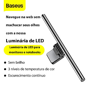 Baseus Monitor Light Bar Monitor Lamp with Touch Control, Dimmable Screen Desk Light Bar with 3 Light Modes, Computer Monitor Light for Home Office, USB Powered LED Desk Lamp Keyboard Light, Black