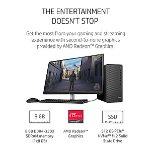 HP Desktop PC, AMD Ryzen 3 4300G Processor, 8 GB of RAM, 512 GB SSD Storage, Windows 11, High Speed Performance, Computer, 8 USB Ports, for Business, Study, Videos, and Gaming (M01-F1120, 2021)