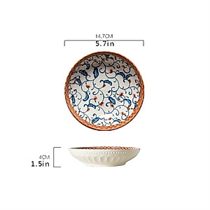 TRESORS Appetizer Plates Snack Bowls 6.7 oz Porcelain Dip Bowl Rustic Snack Plate Dessert Other Sauce Bowl Salad Plates Dinner Plates