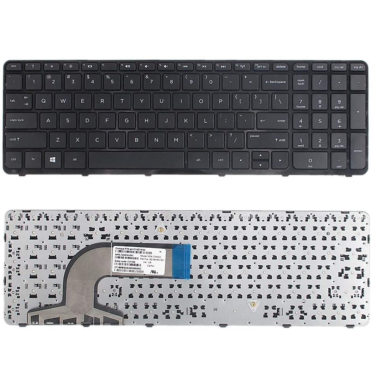 TLBTEK Replacement Keyboard with Frame Compatible with HP Pavilion 15-f 15-g 15-r 15-e 15-f387wm 15-d035dx 15-f233wm 15-f272wm 15-f010wm 15-n290nr 15-e 15-f222wm 15-f271wm US Layout