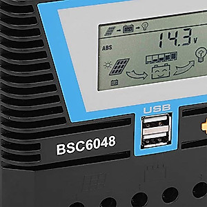 Walfront BSC6048 Solar Controller 12V/24V/36V/48V 60A Multifunctional Solar Controller Panel for Variety Batteries