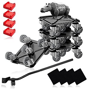 Heavy Duty Furniture Lifter, 4 Sets of Sliders with 4 Wheels Each for Easy Moving, Load Capacity up to 3500lbs, Appliance Moving Cart with Height Adjustable