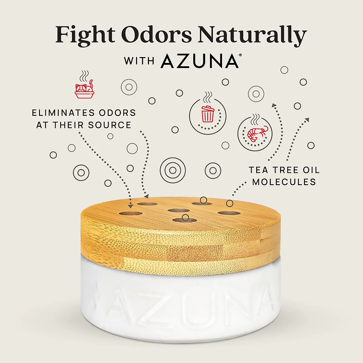 Azuna Air Freshener & Odor Eliminator Gel 2 Room Kit, Includes (2) 8 oz. Empty Luxe Glass Jars & 12 oz. Refill with Tea Tree Essential Oil, Amalfi Breeze, Works 24/7 for 60-90 Days