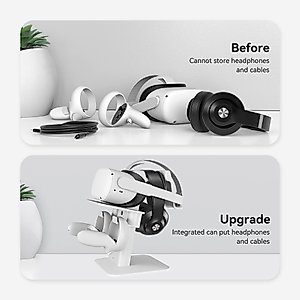 KIWI design VR Stand Accessories Compatible with Quest 2/PSVR 2/Valve Index/HP Reverb G2/ Pico 4/Quest VR Headset and Touch Controllers, Not Compatible with Quest 3 (Black)