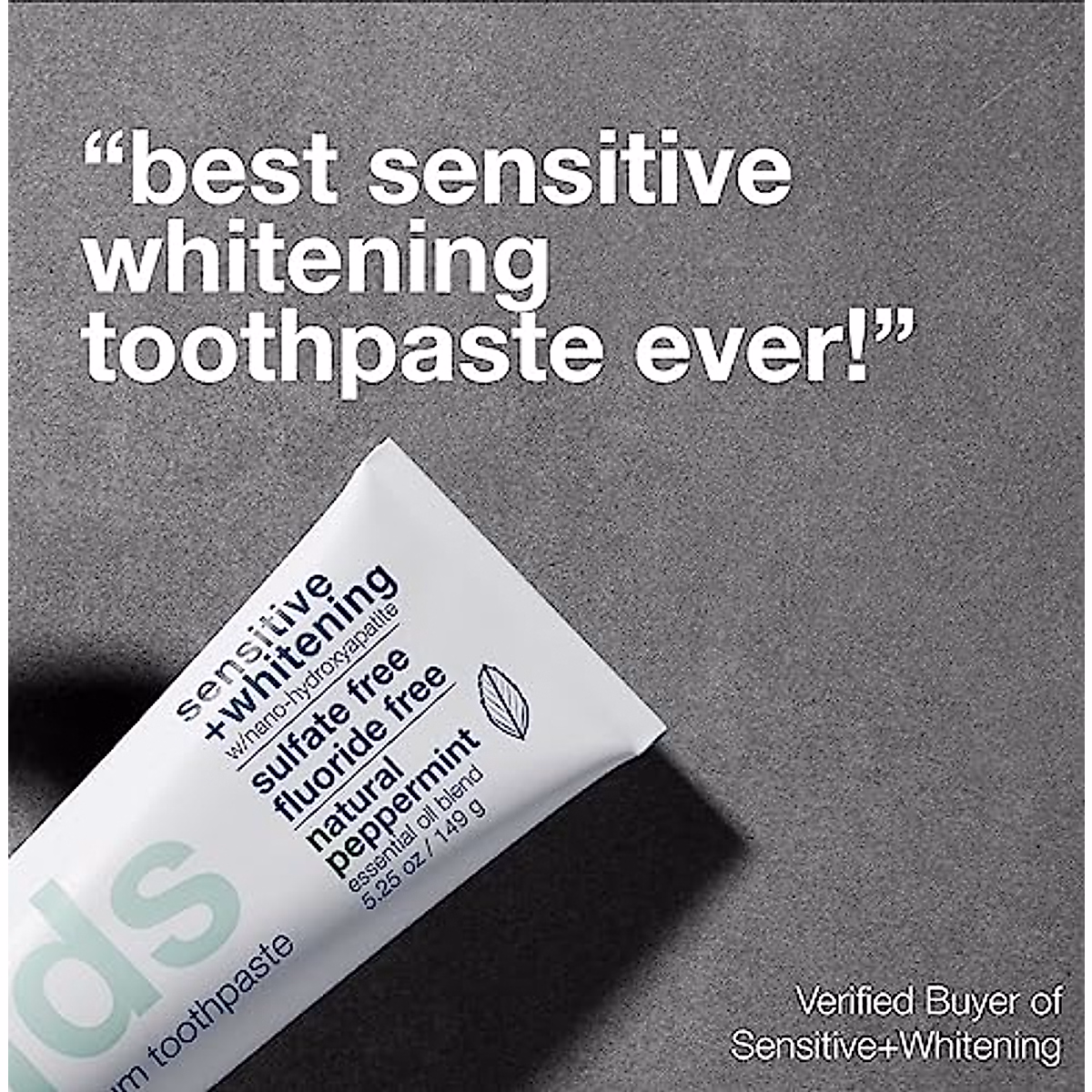 Davids Nano Hydroxyapatite Natural Toothpaste for Remineralizing Enamel, Sensitive Relief & Teeth Whitening - Antiplaque, Fluoride Free, SLS Free, Peppermint, 5.25oz, Made in USA