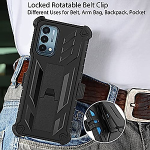 Ailiber Compatible with OnePlus Nord N200 5G Case, Nord N200 Case Holster with Screen Protector, Swivel Belt Clip Holster Kickstand Holder, Heavy Duty Armor Shockproof Cover for 1+ Nord N200-Black