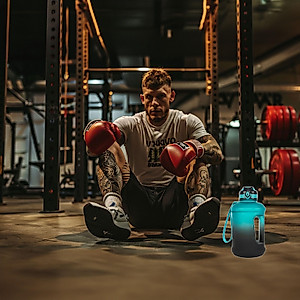 POPOACTI Sports Water Bottle, 63 Oz/1800mL, Leak Proof BPA Free Travel Outdoor For Men Women (Gradient_Cyan)