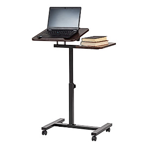 IRIS USA LTC-2 Rolling Workstation Table and Podium, Double, Brownt, 596663