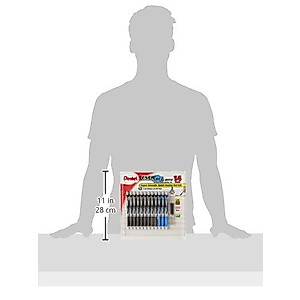 Pentel EnerGel RTX Retractable Metal Tip Pen, 0.7mm, 9 Black Ink, 3 Blue Ink with 2 Refills (BL77O14C)