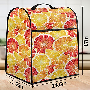 Citrus Slice Realistic Mixer Cover Dustproof Yellow Orange Stand Mixer Covers Compatible with 6/7/8 Quart Kitchen Mixer, 4 Pockets for Mixer Accessories