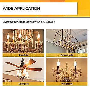 Hizashi LED Candelabra Bulbs 60 watt Equivalent 2700K Soft Warm White, Dimmable Chandelier Light Bulbs, 90+ CRI 6W 550LM, CA11 Flame Tip E12 LED Candle Bulb, UL Listed - 12 Pack