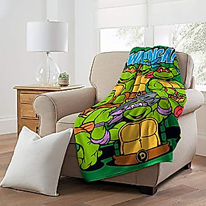 Nickelodeon's Teenage Mutant Ninja Turtles, "Cowabunga Dudes" Fleece Throw Blanket, 46" x 60", Multi Color