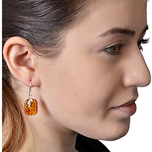 Sterling Silver Baltic Honey Amber EarringsFern
