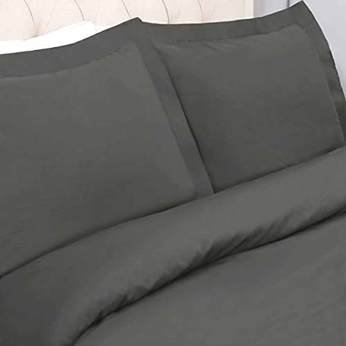 SUPERIOR Cotton Percale Duvet Cover Set, King/California King, Gray, 3-Pieces