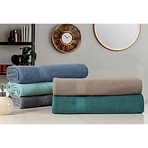 600 GSM - 40 x 80 Inches - 100% Cotton Bath Sheets Pack of 2 - Highly Absorbent Extra Large Bath Sheet Towels Set - Jumbo Oversized Cotton Bath Sheets Towels - Super Soft Hotel Quality Towel (STONE)