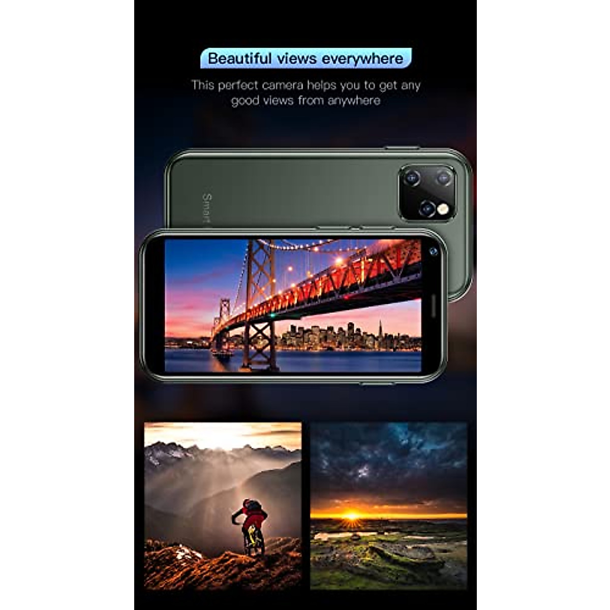 XS11 2.5in Mini Smart Phone, Unlocked Cellphone 6.0 1GB 8GB ROM 2023 New Years Phone Gifts for Kids (Dark Night Green)