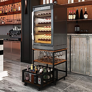 PUNCIA 19.7x19.7in Mini Fridge Stand with Storage and Wheels Heavy Duty Mini Fridge with 4 Lockable Wheels Table Beverage Refrigerator Stand for Coffee Bar Fridge Car for Office Home Bedroom Dorm