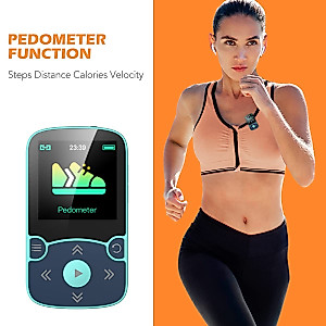 64GB MP3 Player with Clip, AGPTEK Bluetooth 5.3 Lossless Sound with FM Radio, Voice Recorder for Sport Running, Supports up to 128GB TF Card