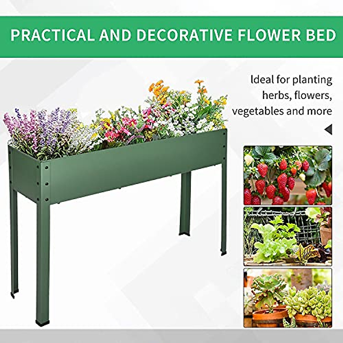 Raised Garden Bed for Vegetables Elevated Planter Box with Legs Outdoor Patio Flower Herb Container Gardening