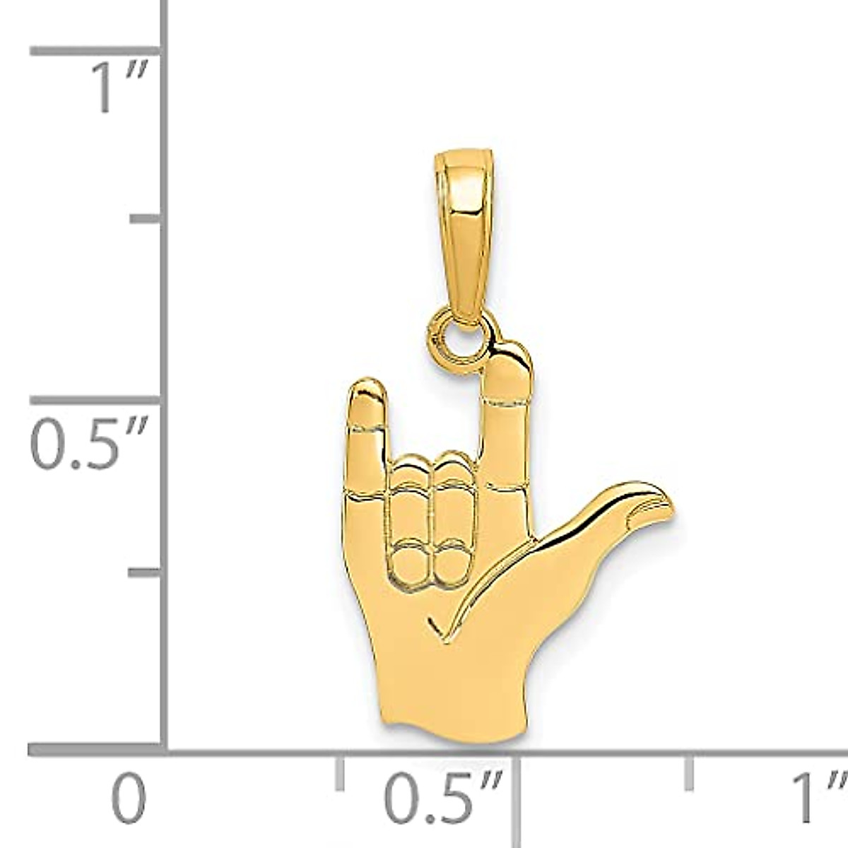 IceCarats 14K Yellow Gold I Love You Sign Language Necklace Charm Pendant 22mm x 12mm Only
