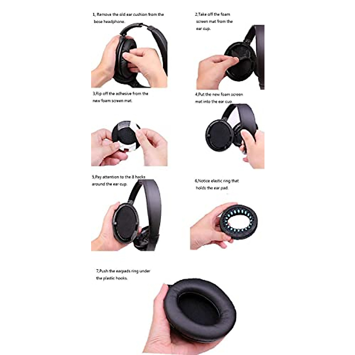 Aquelo SoundTrue Replacement Ear Cushions Soft Protein Leather Ear Pads Compatible with Bose QuietComfort25 QC35 QC35II QC25 QC15 Ae2 Ae2i Ae2W Over-Ear Headphones(Black&Blue)