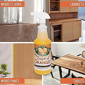 Touch Of Oranges Wood Cleaner & Polish Spray Real Orange Oil Luster Finish, Clean Kitchen Cabinets, Hardwood Floor and All Wood, Restorer, Conditioner - 32 oz