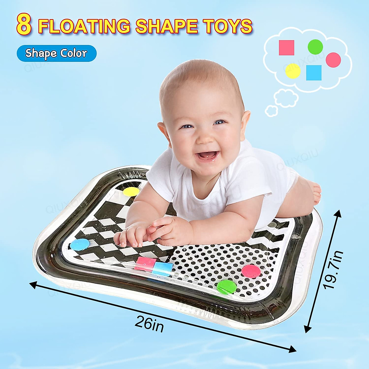 QIUXQIU Toddlers Water Mat Infantable Infants High Contrast Tummy time Baby Water Mat Perfect for Practicing Montessori Time Have Fun Play Activity Center Your Newborn Baby Gear Must Haves