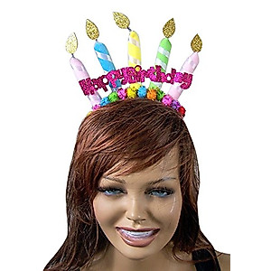Happy Birthday Banner Headband with Candles Party Accessory