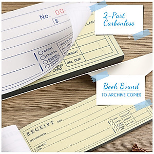 Crtiin 1 Pad Money and Rent Receipt Book 2.75 x 7.2 Inch Bound Cover 2 Part Carbonless Receipt Book with Carbonless Copies Receipt Log Book 50 Sets Per Book