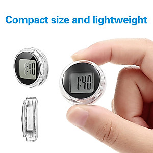 Crynod 3 PCS Mini Car Clock for Dashboard, 1.0In x 0.3In Waterproof ABS Round Motorcycle Decorative Clock with Adhesive, Universal Vehicle Digital Clocks Accessories (White)