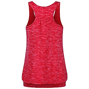 Miusey Yoga Shirts for Women Womens Workout Clothes Sleeveless Round Neck Loose Fit Flattering Tops to Hide Tummy Racerback Workout Tanks Athletic Tank Tops (X-Large, Space Dye Red -2)