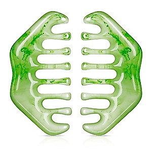 2 Pieces Jade Combs Massage Stone Hair Comb Guasha Scraping Scalp Comb Facial Massage Tool Multifunctional Handheld Head Tools Head Caring Head Therapy Mother's Day Gift (Elegant Style)